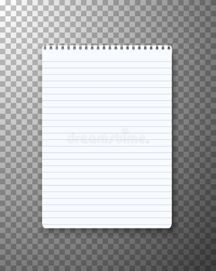 Realistic Vector Notepad Office Equipment. Paper Notepad on Transparent ...