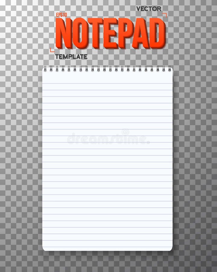 Realistic Vector Notepad Office Equipment. White Paper Notepad I Stock ...