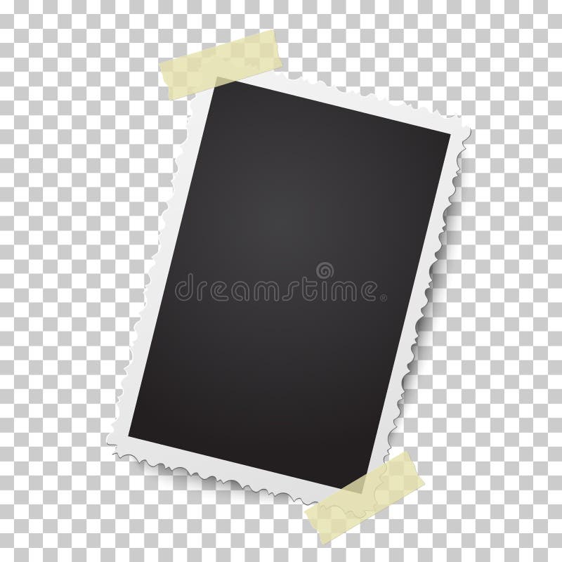 Realistic Photo Frame with Straight Edges on Sticky Tape. Template ...