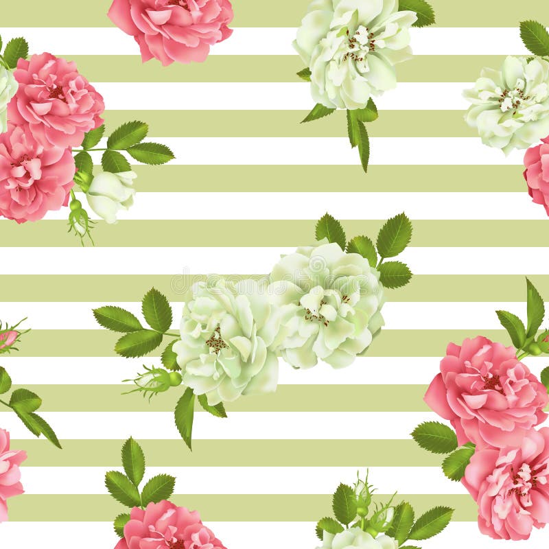 Realistic Vector Pink Rose. 3d Seamless Roses Stock Vector ...