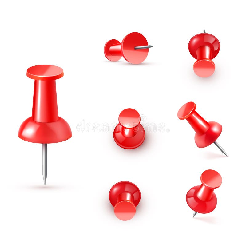 Realistic Vector Plastic Glossy Red Push Pin 3D Vector Icon on White ... Realistic Vector Plastic Glossy Red Push Pin 3D Vector Icon on White ...