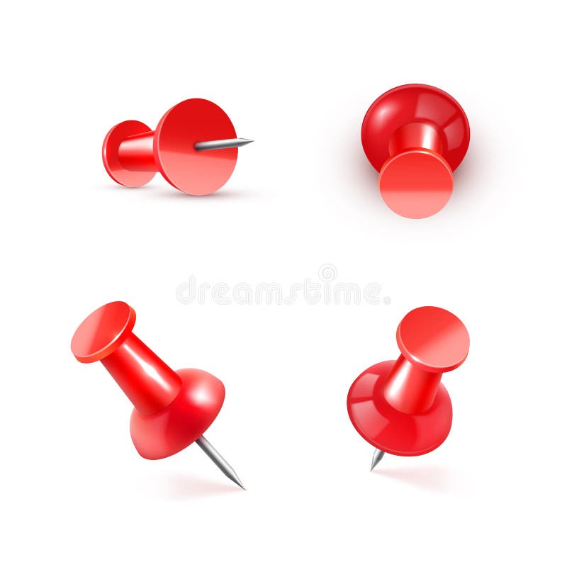 Realistic Vector Plastic Glossy Red Push Pin 3D Vector Icon on White ... Realistic Vector Plastic Glossy Red Push Pin 3D Vector Icon on White ...
