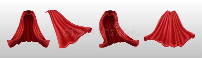 Realistic Vector Red Cape Front and Side View and Back, Isolated on ...