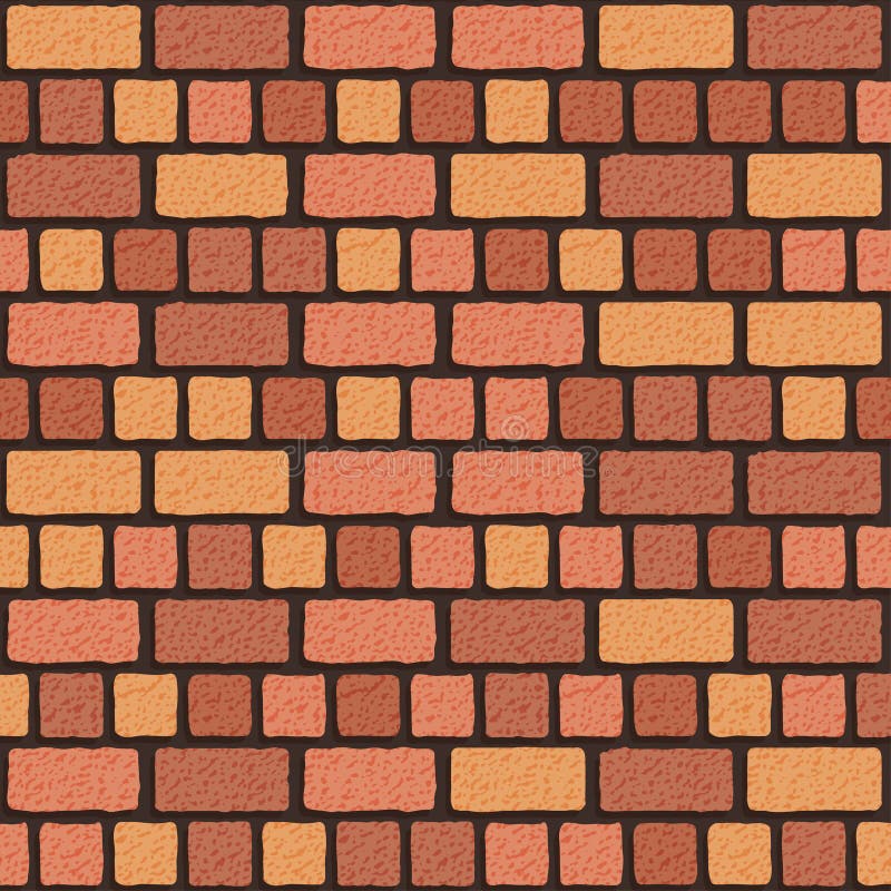 Realistic Vector Red English Brick Wall Seamless Pattern. Flat Yellow ...