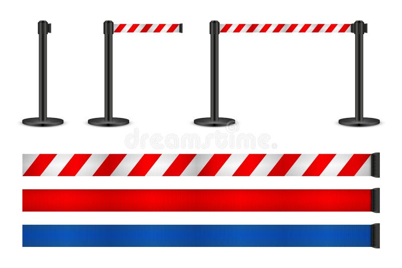 Realistic Vector Retractable Belt Stanchion. Crowd Control Barrier ...