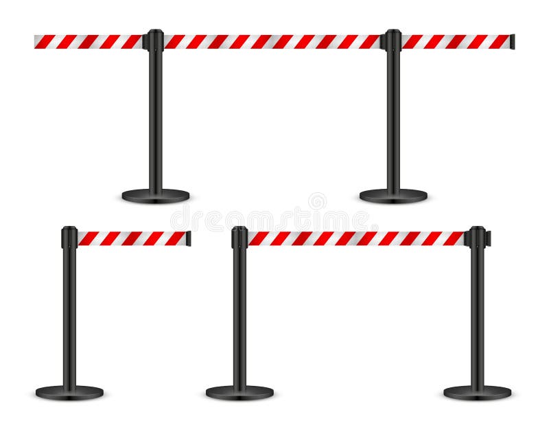 Realistic Vector Retractable Belt Stanchion. Crowd Control Barrier ...