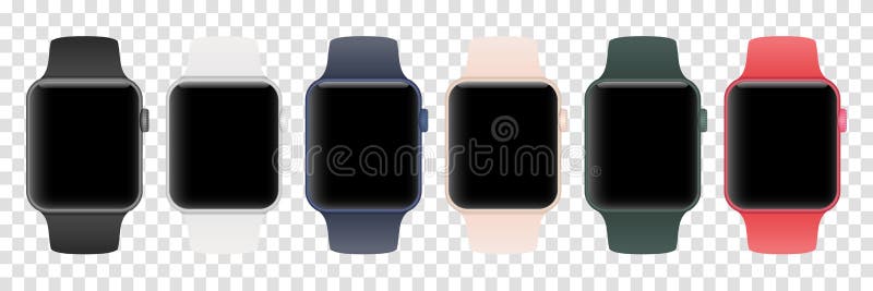 Realistic Vector Set of Apple Watch. Clock Mockup for Your Design ...