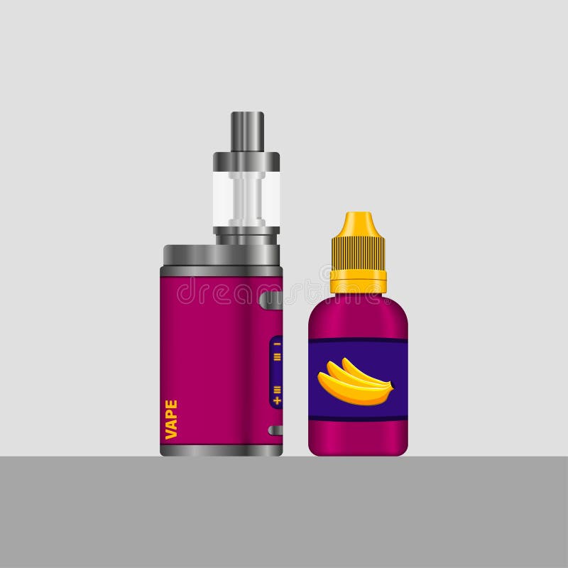 Realistic Vector Set of Electronic Cigarettes and E-liquid for Vaping ...