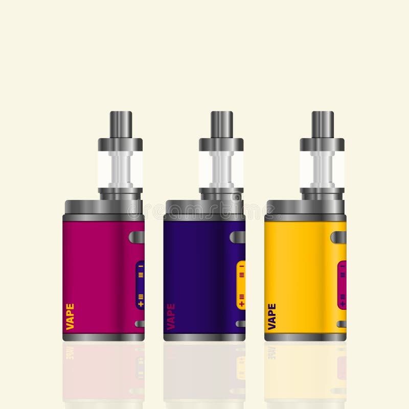 Realistic Vector Set of Electronic Cigarettes. Modern Devices for ...