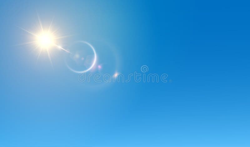 Realistic Vector Shining Sun on Dark Blue Sky Stock Vector ...