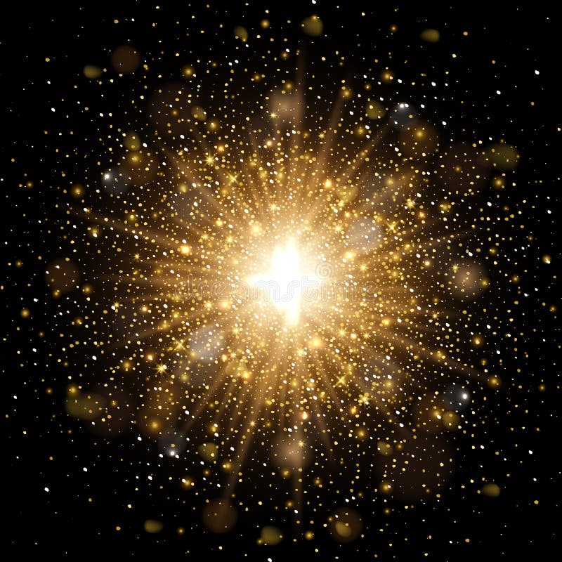 Realistic Vector Sparkling Magic Lights on Black Stock Vector ...