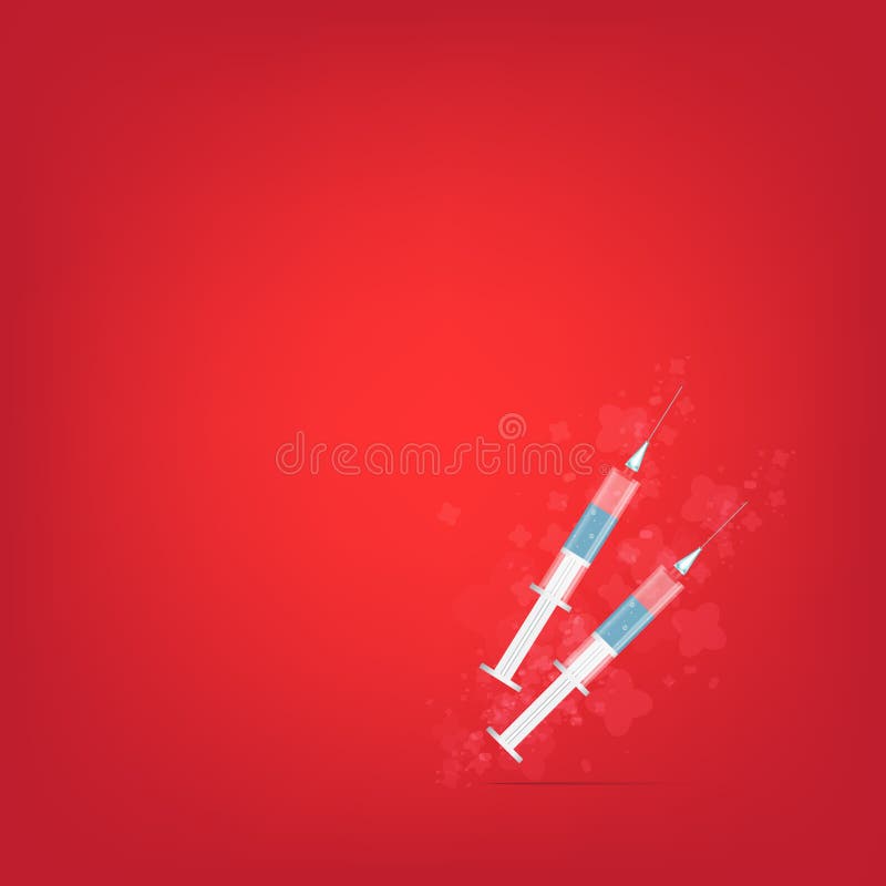 Realistic Vector Syringe on Red Background Stock Vector - Illustration ...