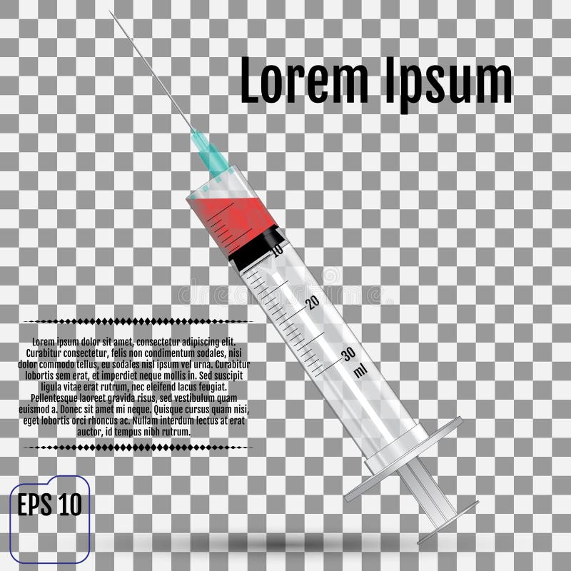 Realistic Syringe. Syringe Isolated on Transparent Background Stock ...