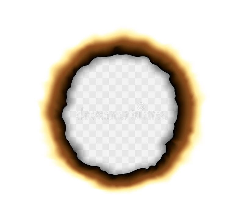 Realistic Vector Transparent Burned Scorched Paper Hole Stock Vector ...