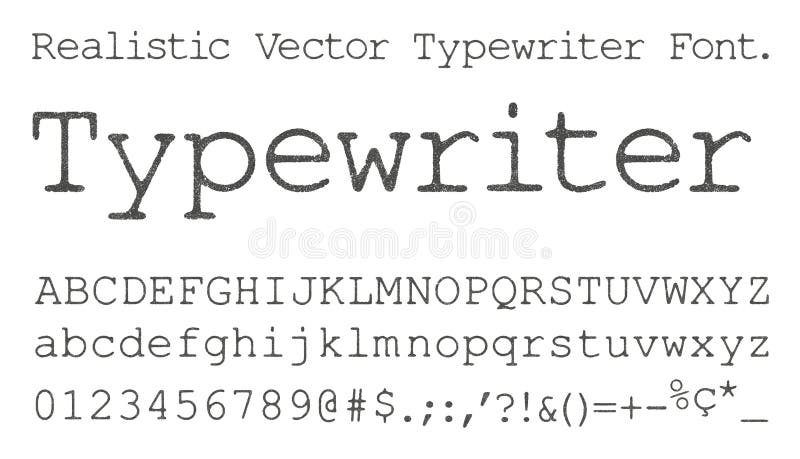 Realistic Vector Typewriter Font Stock Vector - Illustration of used ...