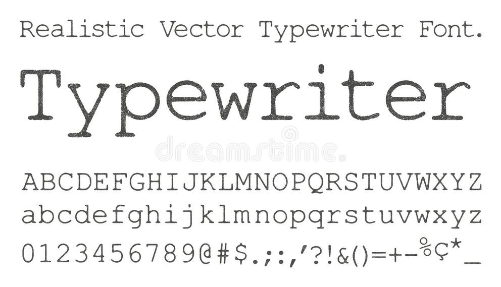 Realistic Vector Typewriter Font Stock Vector - Illustration of used ...