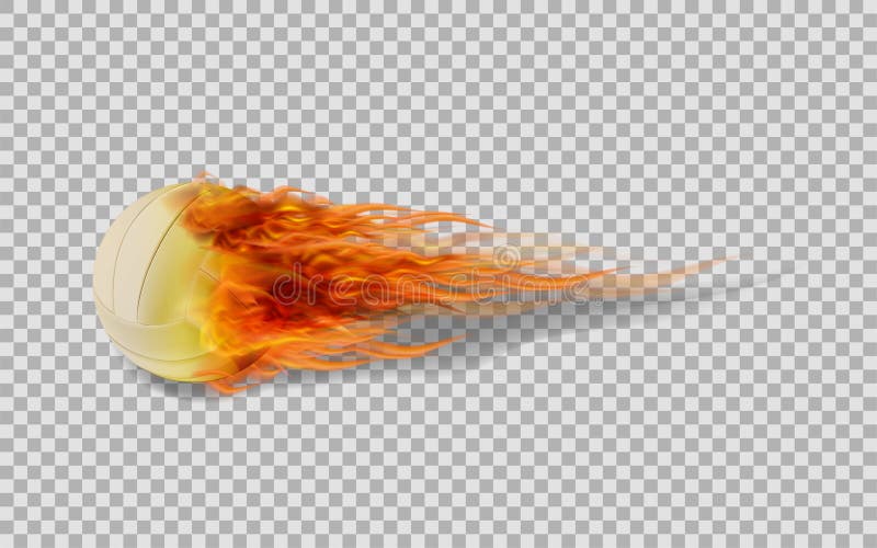 Realistic Vector Volleyball in Fire on Transparent Background. Stock ...