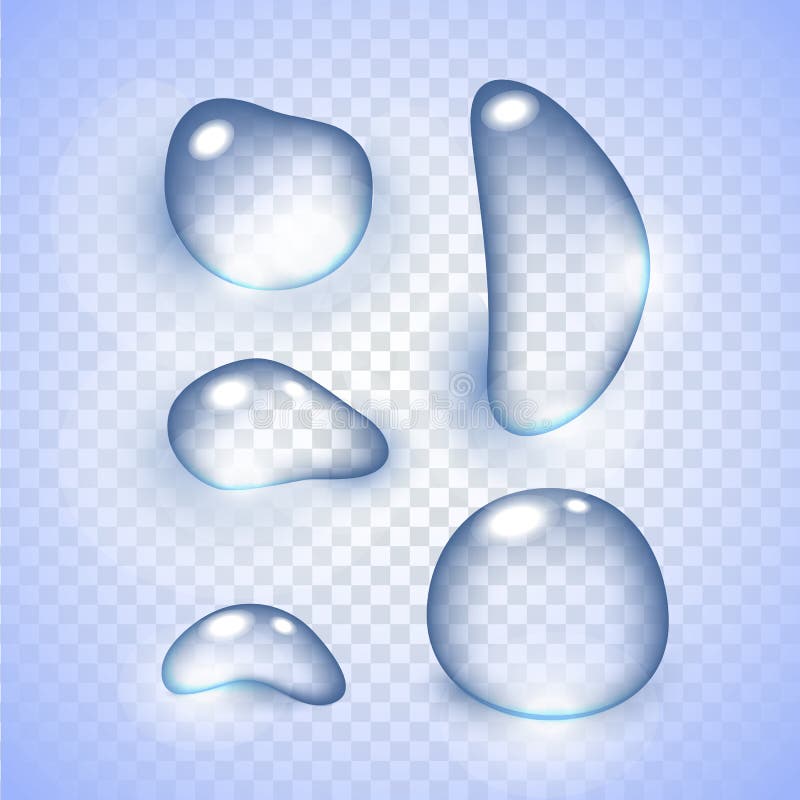 Realistic Vector Water Drops Transparent Background. Stock Vector ...
