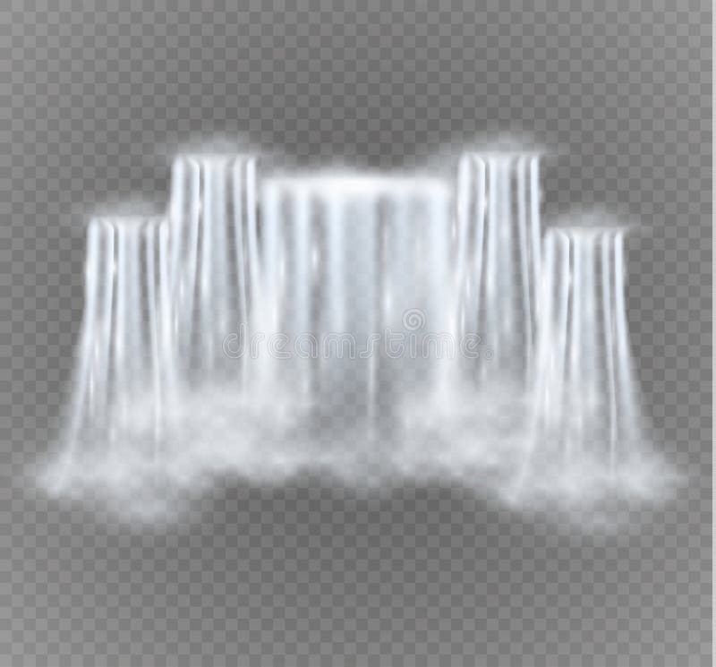 Realistic Mountain Waterfall on Transparent Stock Vector - Illustration ...