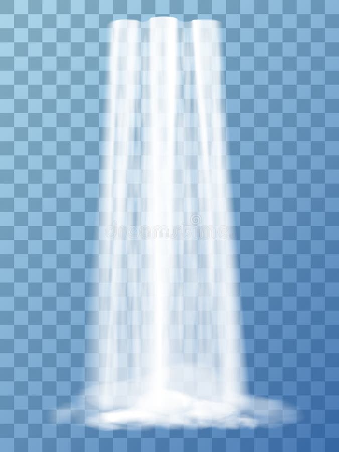 Realistic Mountain Waterfall on Transparent Stock Vector - Illustration ...