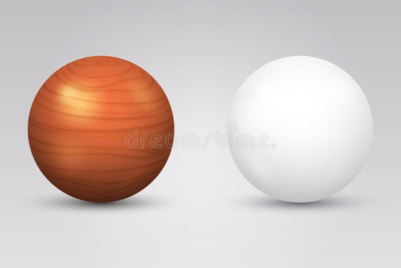 Realistic Vector White Ball and Wooden Sphere Stock Vector ...