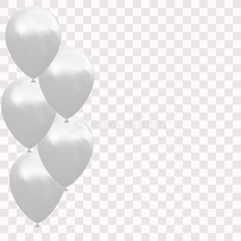 Realistic Vector White Balloons on a Transparent Background, Festive ...