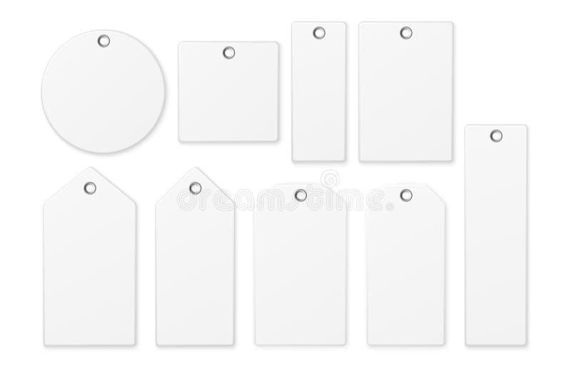 Realistic Vector White Blank Tag Icon Set on White Background. Design ...