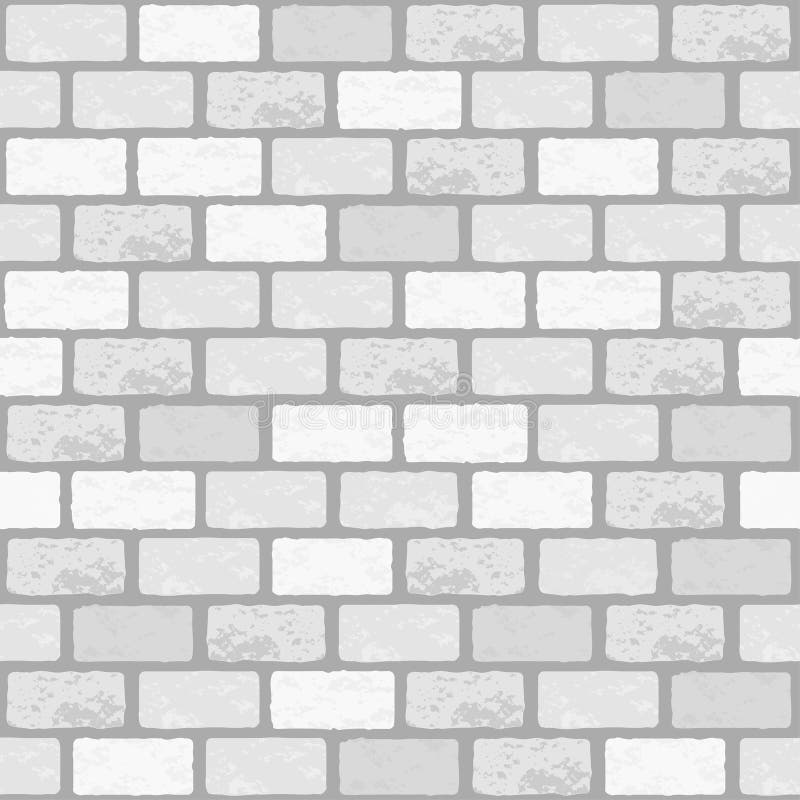 Realistic Vector White Brick Wall Seamless Pattern. Flat Light Grey ...