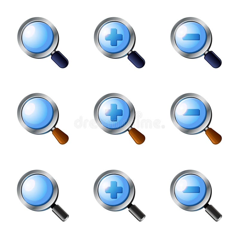 Realistic Vector Zoom Icons Set Stock Vector - Illustration of ...