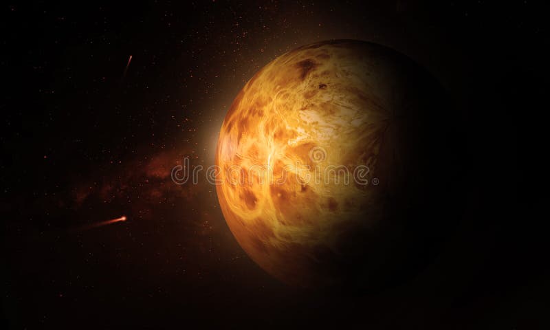 Realistic Venus Planet Amazing View on Outer Dark Space. Venus 3d Stock ...