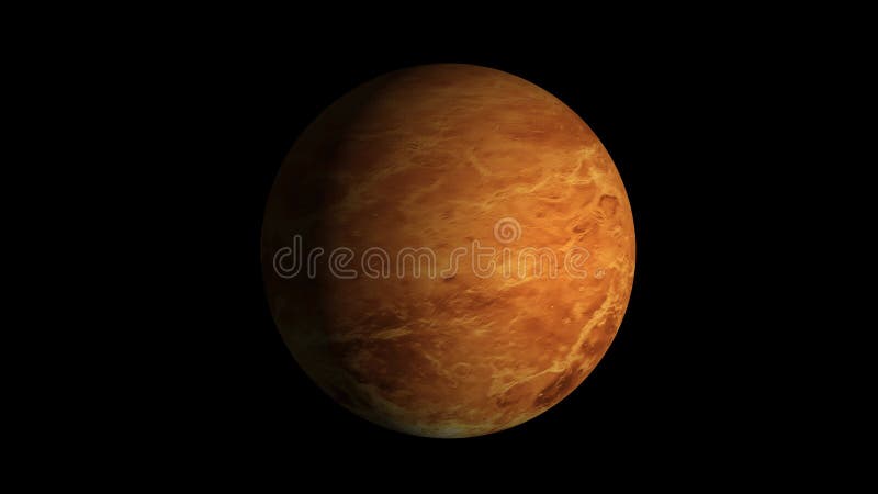 Realistic Venus Planet Turning on Black Background. Venus Sphere Orange ...