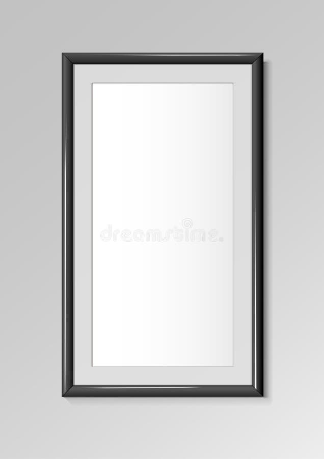 Realistic Vertical Frames Black Color. Posters on Wall Mock-up Stock ...
