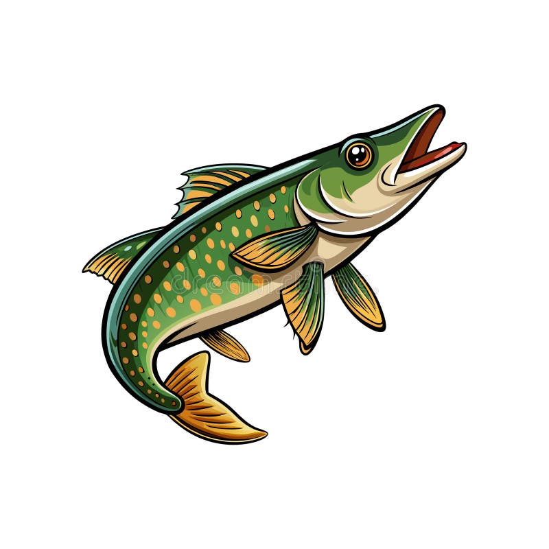 Realistic Vibrant Wildwater Pike Fish Illustration Stock Illustration ...