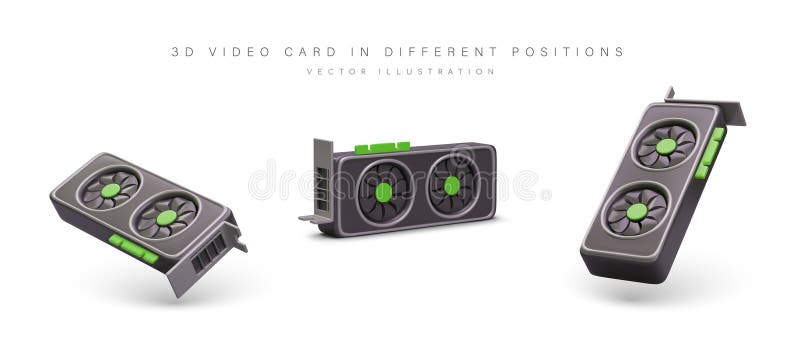 Realistic Video Card, Display Adapter. Object in Different Positions ...