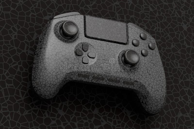 Realistic Video Game Joystick with Black Chrome Texture Isolated on ...