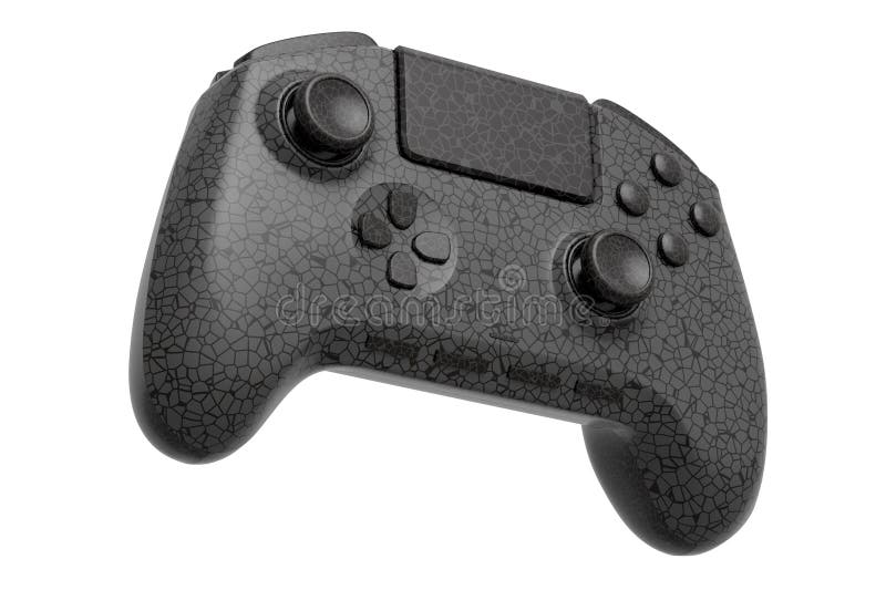 Realistic Video Game Joystick with Black Chrome Texture Isolated on ...