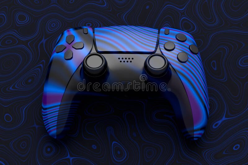 Realistic Video Game Joystick with Seamless Wavy Pattern on Dark ...