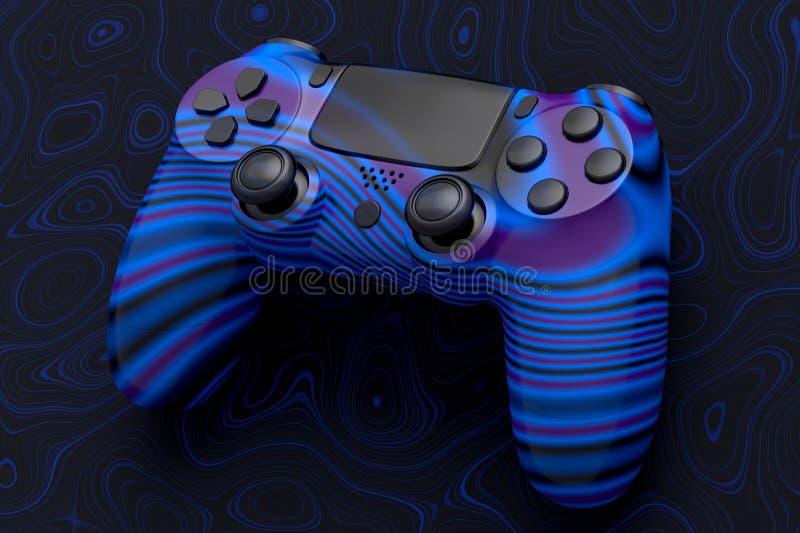 Realistic Video Game Joystick with Seamless Wavy Pattern on Dark ...