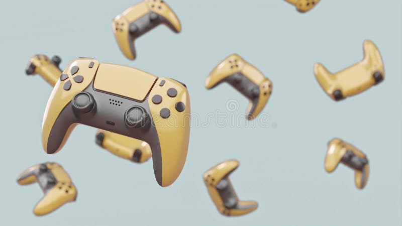 Realistic Video Game Joysticks or Gamepads Rotating on White Background ...