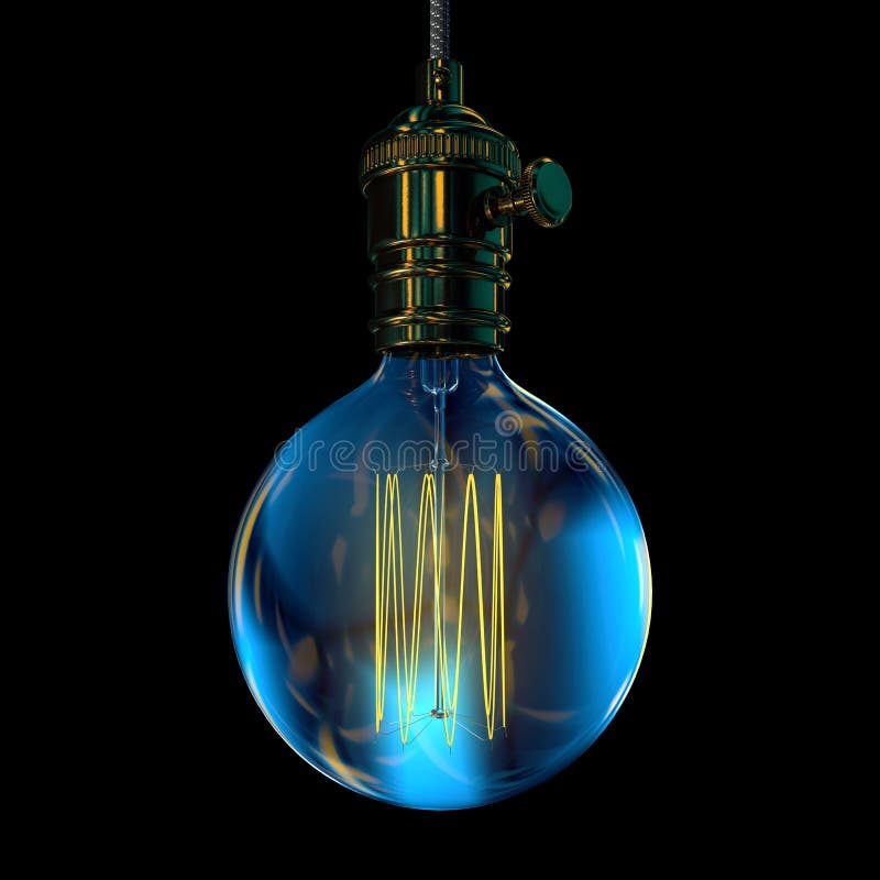 Realistic Vintage Glowing Light Bulb. 3D Render Stock Illustration ...