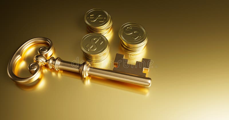 Realistic Vintage Keys Retro Design Golden Keys on Golden Background ...