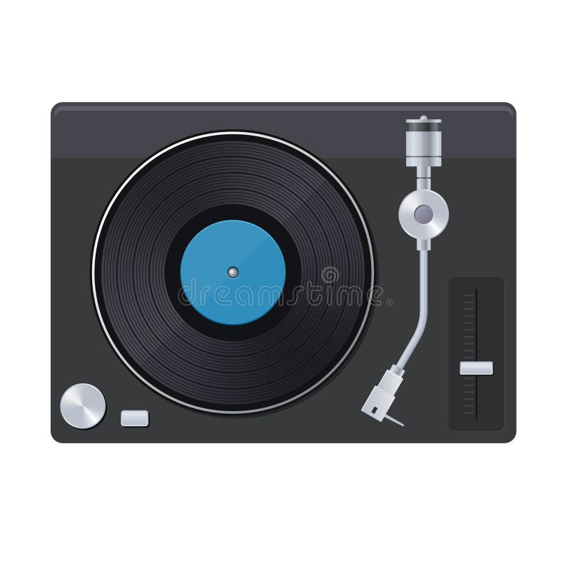 Realistic Vinyl Record Player. Top View Stock Vector - Illustration of ...