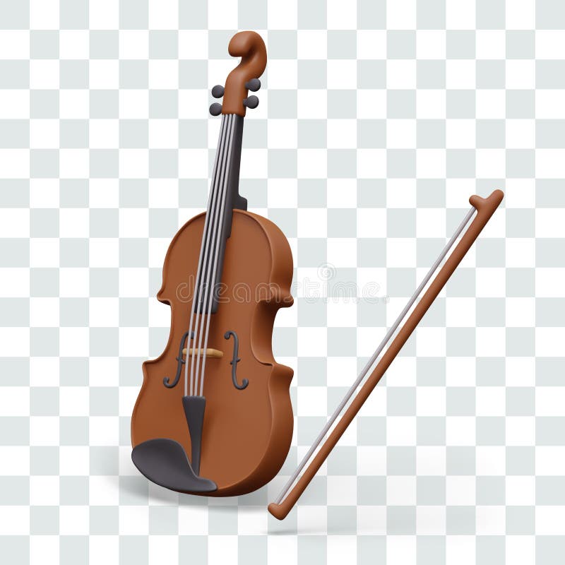 Realistic Violin and Bow. Classical Stringed Musical Instrument Stock ...