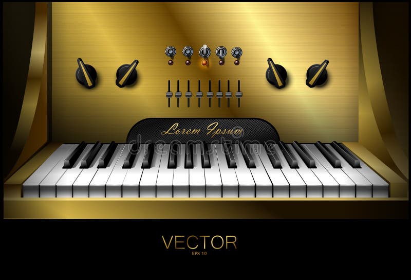 Golden keyboard stock vector. Illustration of black - 186813172
