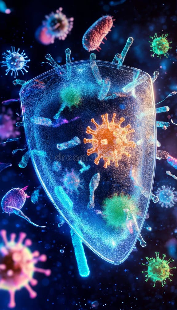 Realistic Visualization of a Shield Protecting Against Germs, Bacteria ...
