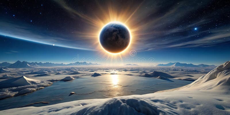 Realistic Visualization of a Solar Eclipse Seen from an Icy Planet AI ...