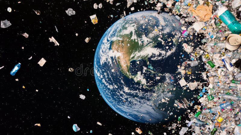 Plastic Waste Orbiting Planet Earth Outer Space Stock Photos - Free ...