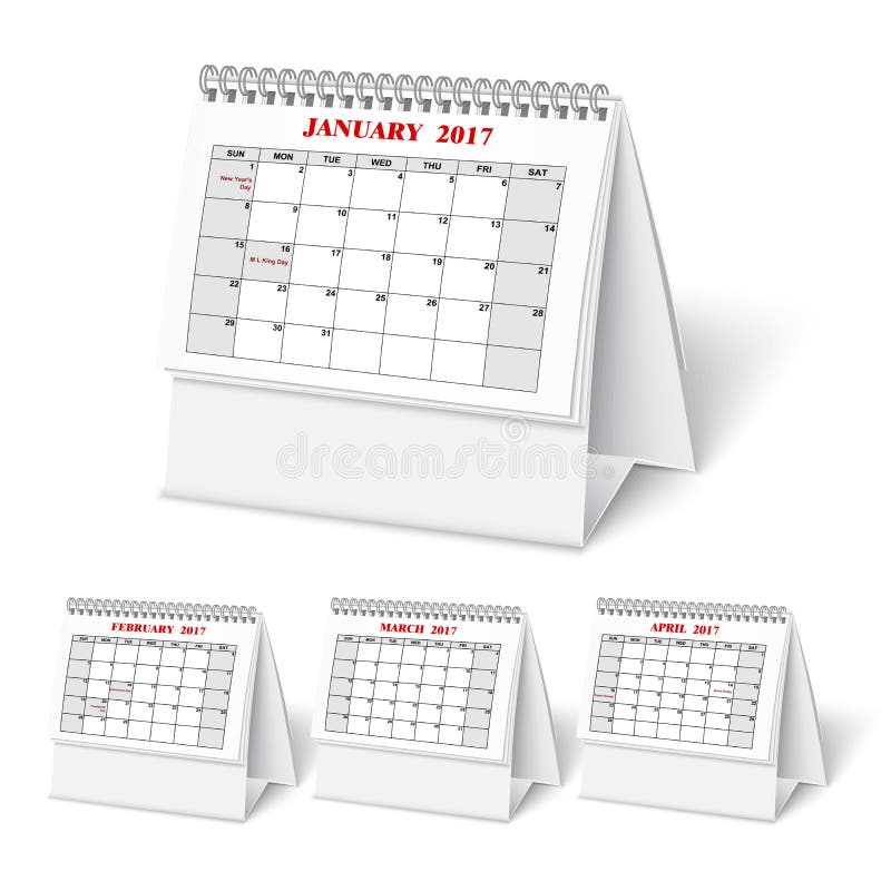 Realistic Wall Calendar with Spring Stock Vector - Illustration of form ...
