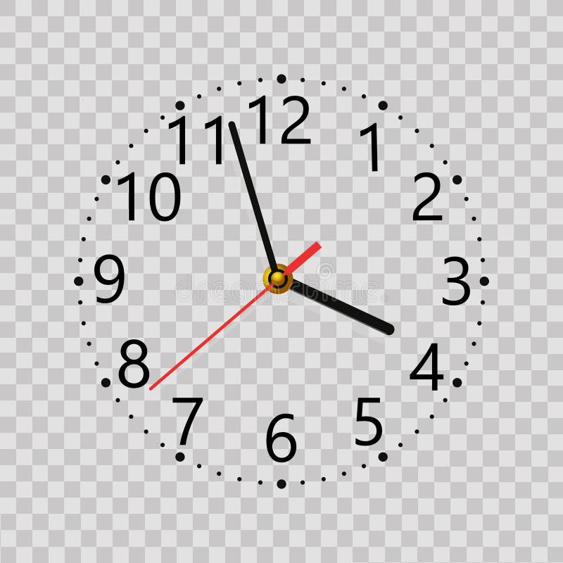 Realistic Wall Clock on Transparent Background. Vector. Stock Vector ...