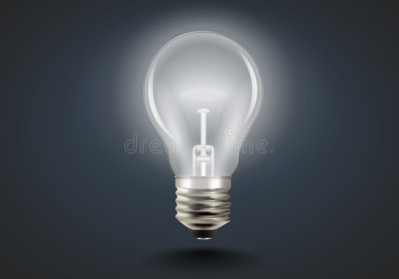 Realistic Day Light Bulb Illuminated in the Dark. Concept of Business ...